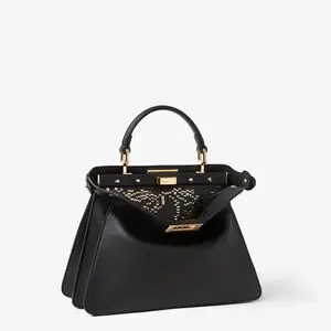 Fendi Peekaboo® Iseeu Small Black Leather Bag Embroidered With Sequins